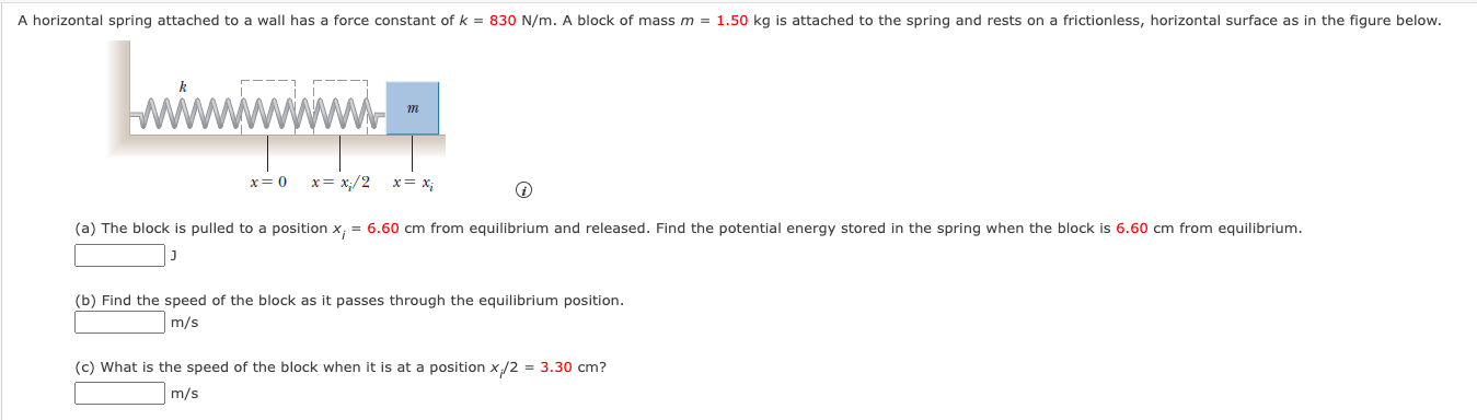 Solved (i) ] (b) Find the speed of the block as it passes | Chegg.com