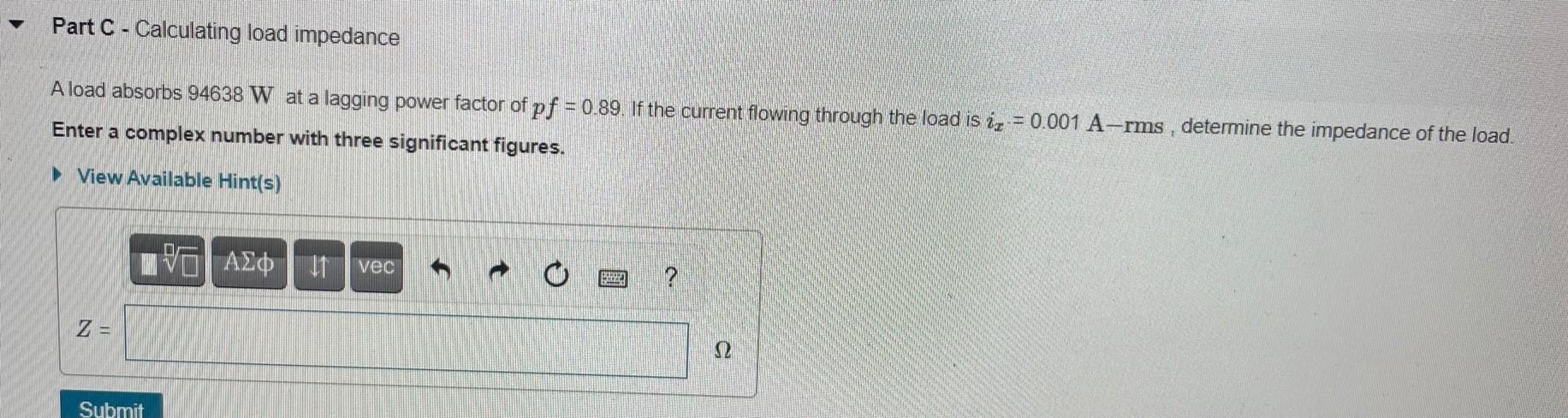Solved Part A - Calculating average power, reactive power, | Chegg.com