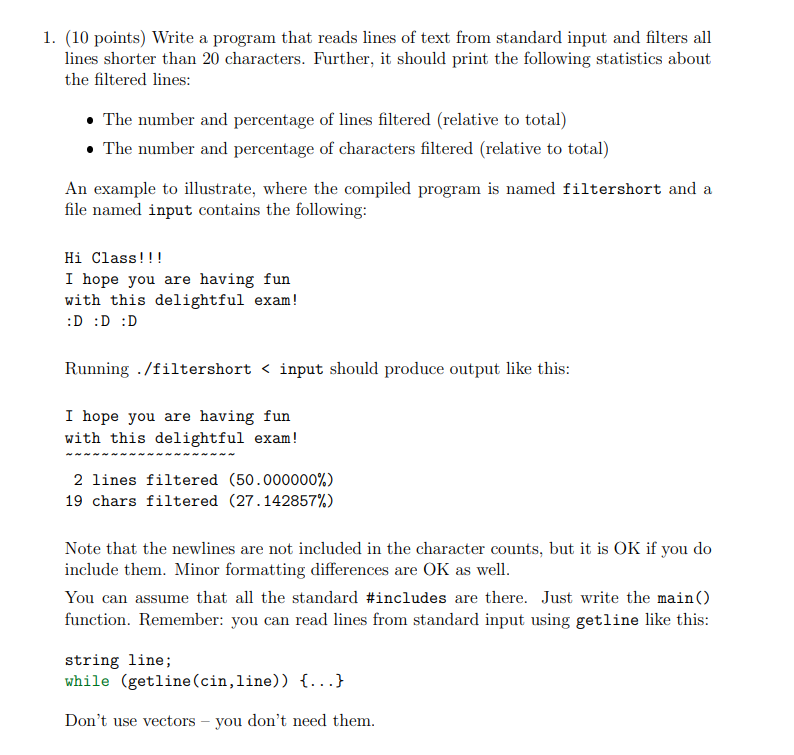 Solved Please only include these library: ONLY USE C++ | Chegg.com