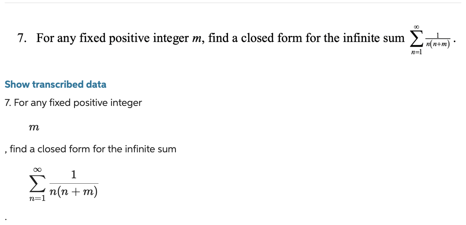 Solved (SoA) (7) Given a fixed positive integer m. We need | Chegg.com