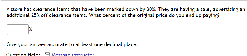 Solved A store has clearance items that have been marked | Chegg.com