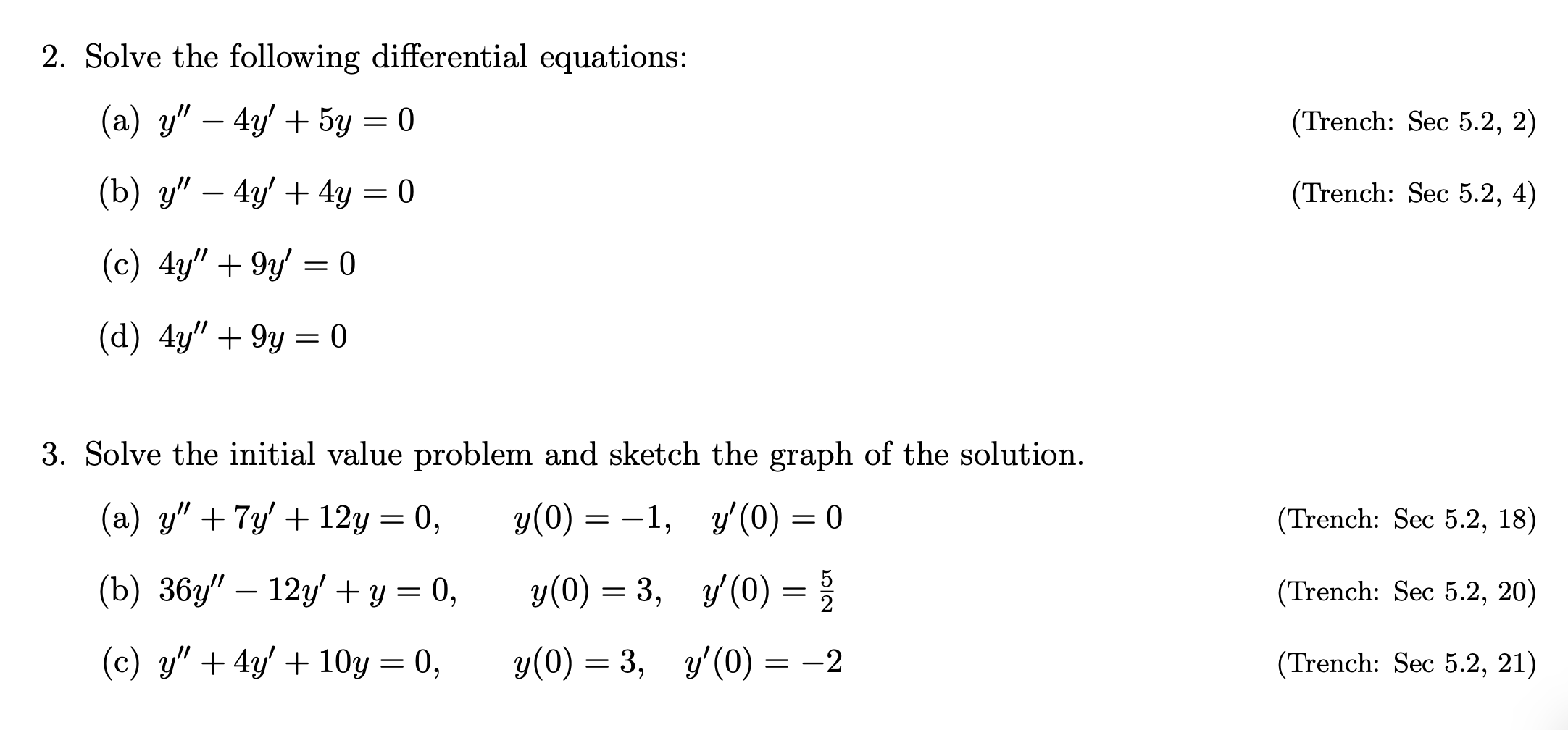 Solved 2. Solve the following differential equations: (a) y" | Chegg.com