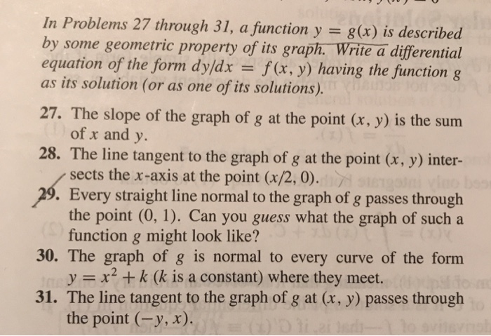 Solved A function y = g(x) is described by some geometric | Chegg.com