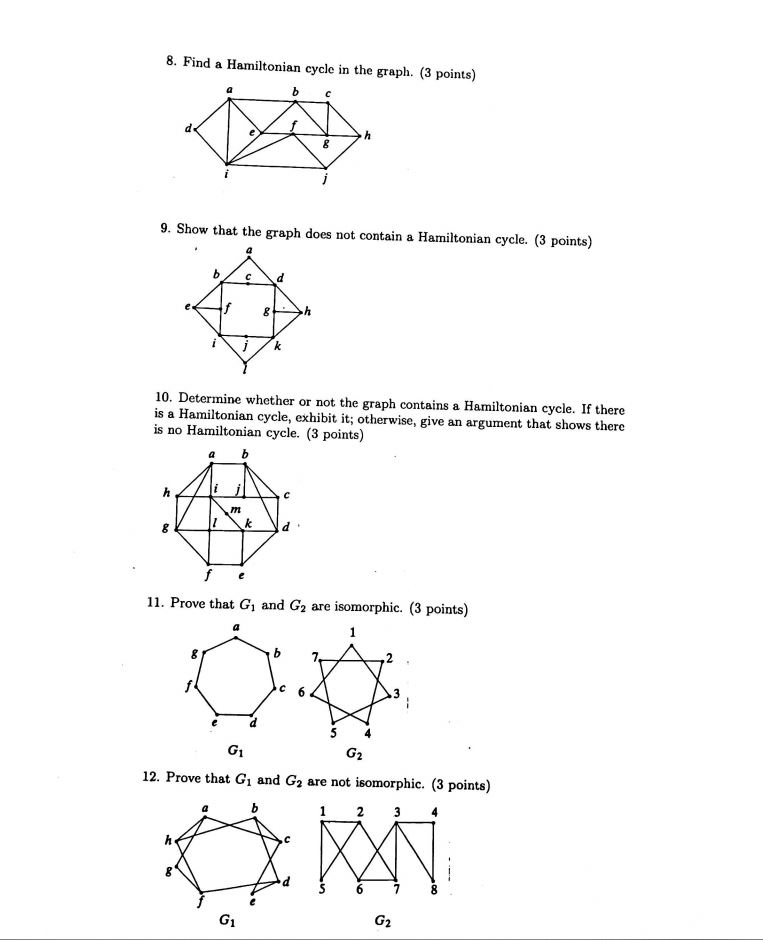 Solved 8. Find a Hamiltonian cycle in the graph. (3 points) | Chegg.com