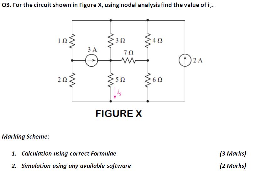 Solved Q3. For the circuit shown in Figure X, using nodal | Chegg.com