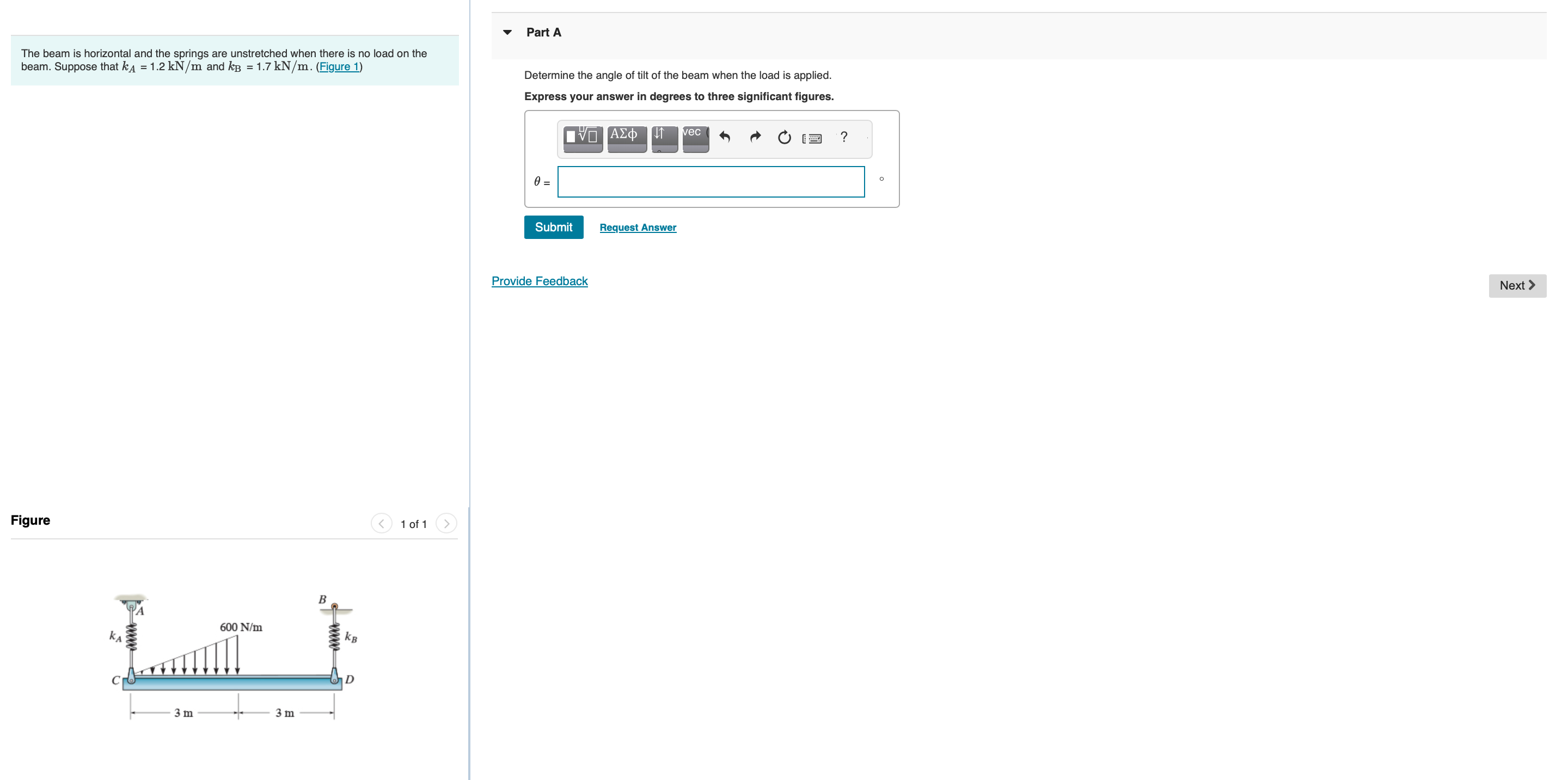 Solved The beam is horizontal and the springs are | Chegg.com