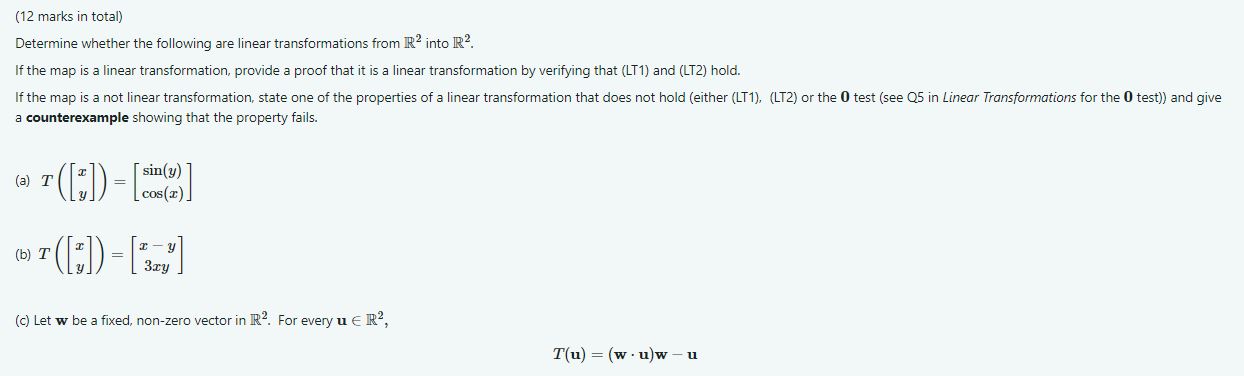 Solved (12 ﻿marks in total)Determine whether the following | Chegg.com