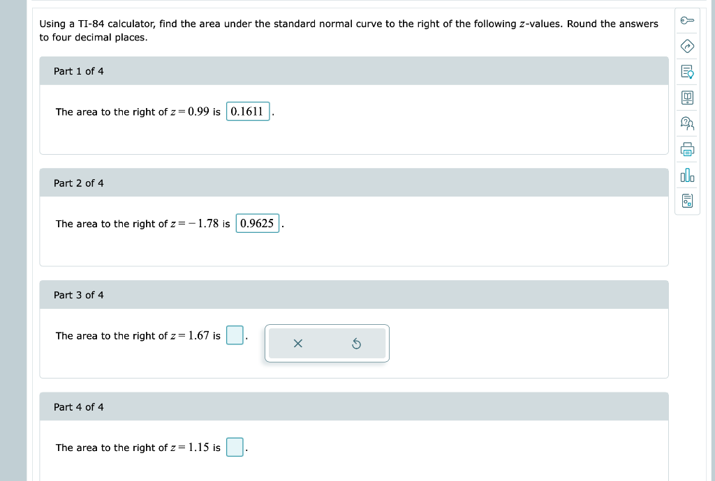 Solved Using a TI-84 calculator, find the area under the | Chegg.com