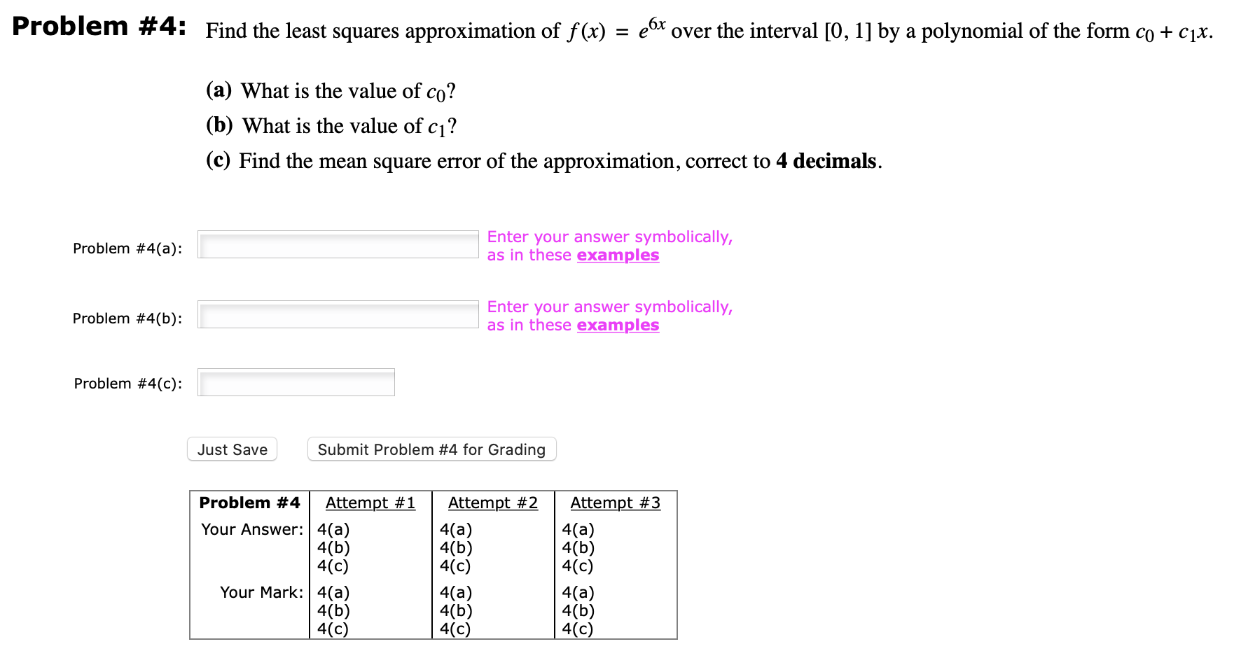 Solved Problem #4: Find the least squares approximation of | Chegg.com
