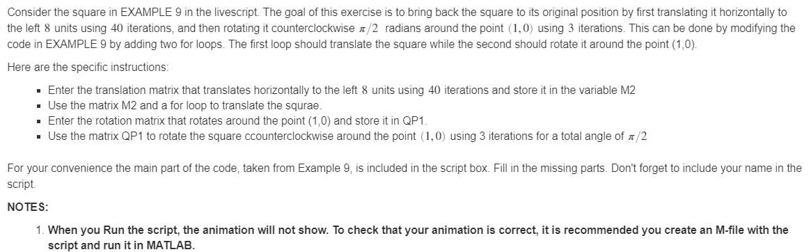 Solved Consider the square in EXAMPLE 9 in the livescript. | Chegg.com