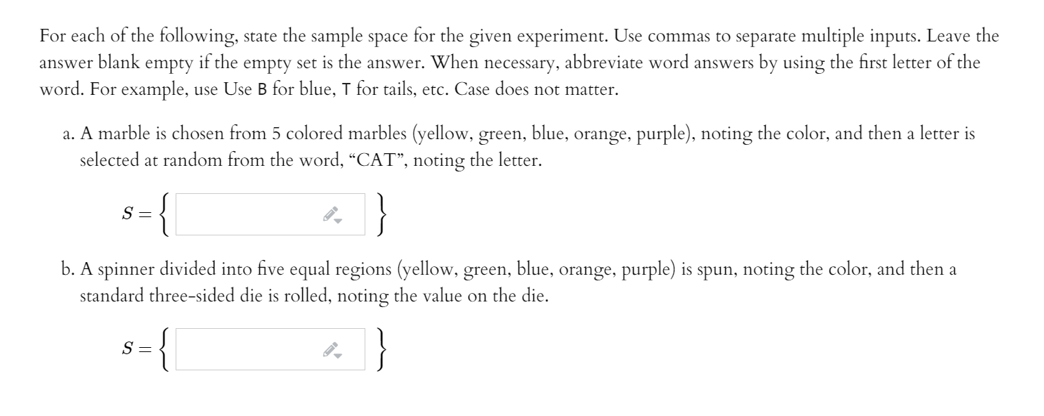 Solved For each of the following, state the sample space for | Chegg.com