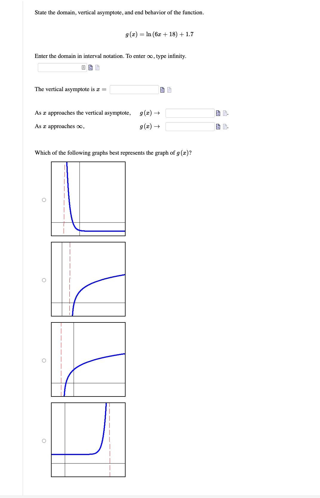 Solved State The Domain Vertical Asymptote And End