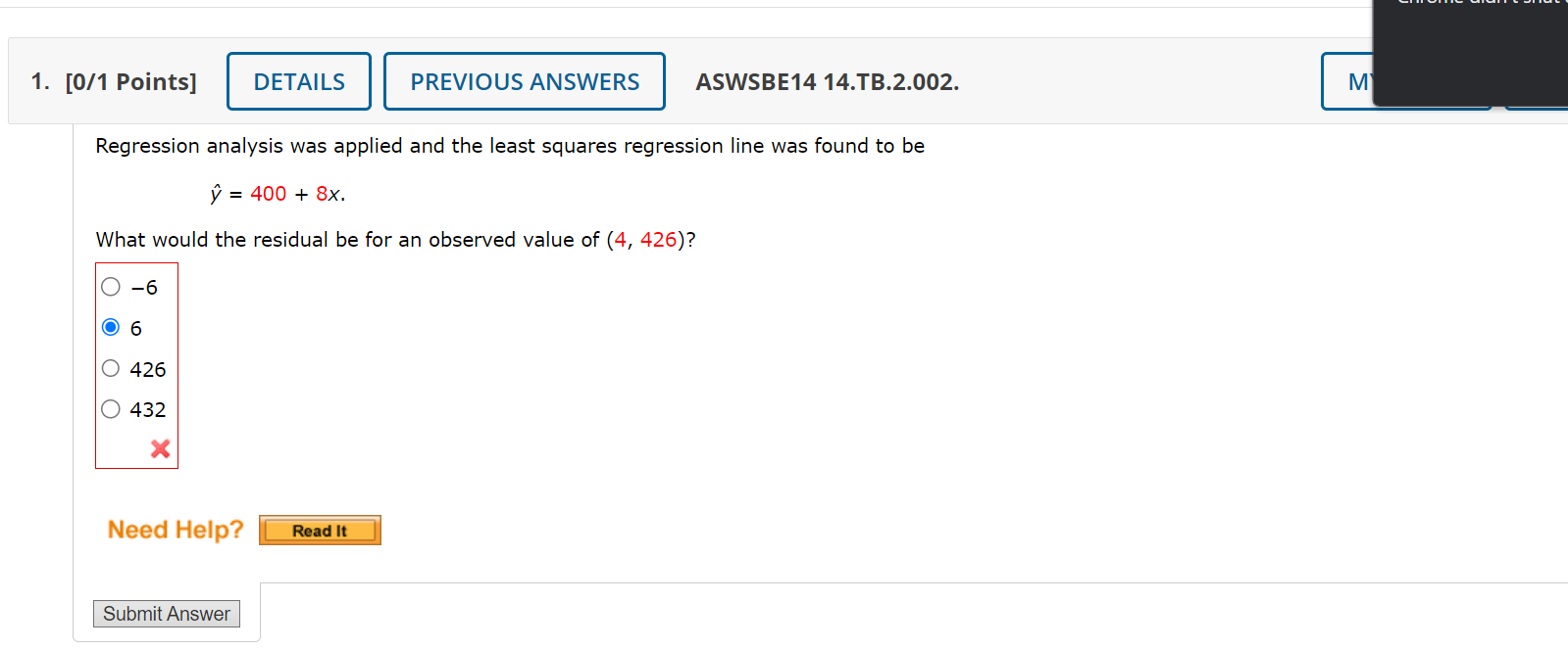 Solved Regression analysis was applied and the least squares | Chegg.com
