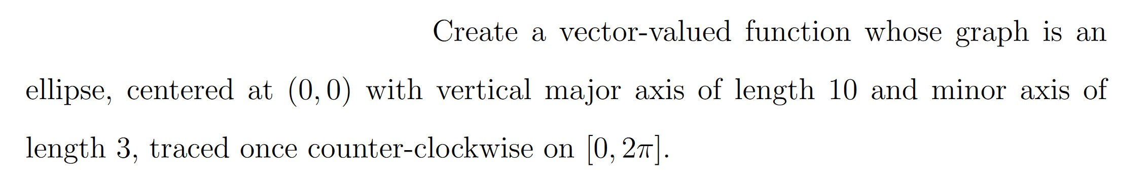 Solved Create a vector-valued function whose graph is an | Chegg.com