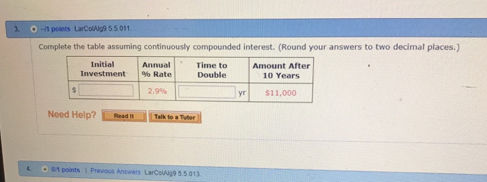 Solved Complete the table assuming continuously compounded | Chegg.com