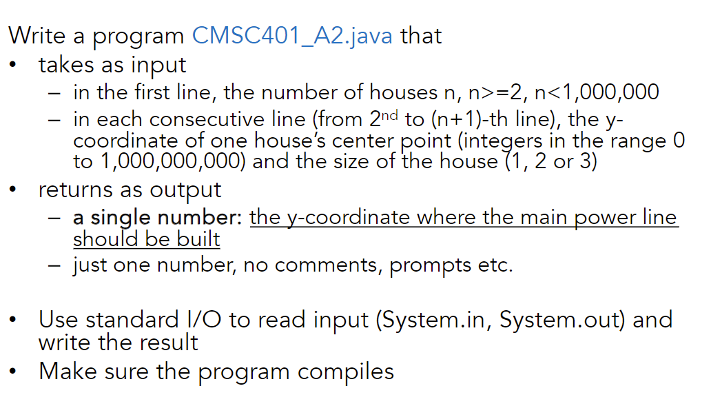 Solved Write a program CMSC401_A2.java that - takes as input | Chegg.com