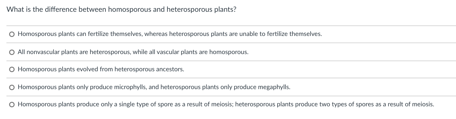 Solved What is the difference between homosporous and | Chegg.com