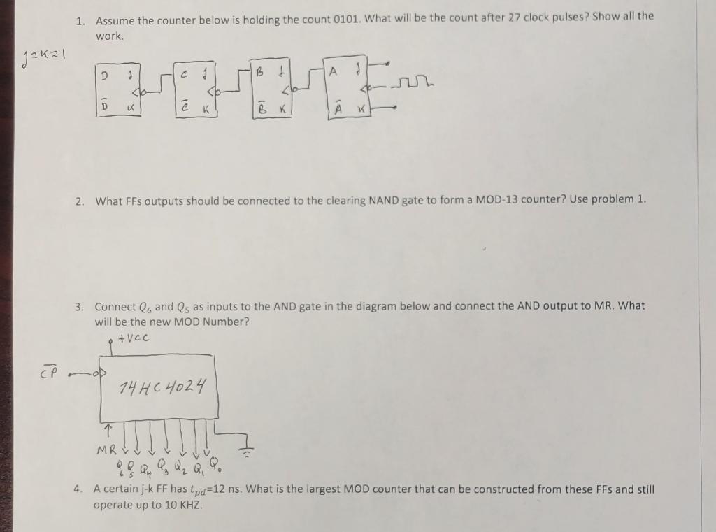Solved 1. Assume the counter below is holding the count | Chegg.com