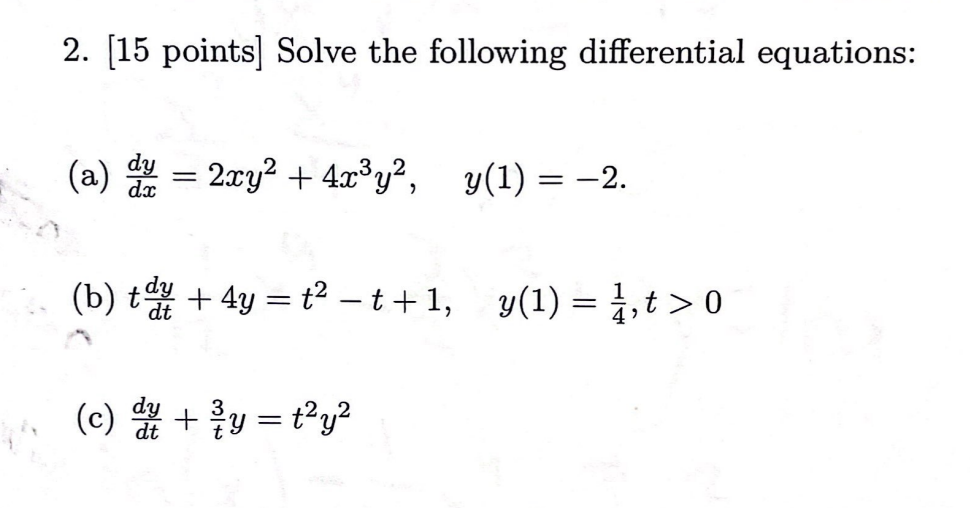 Solved [15 ﻿points] ﻿Solve the following differential | Chegg.com