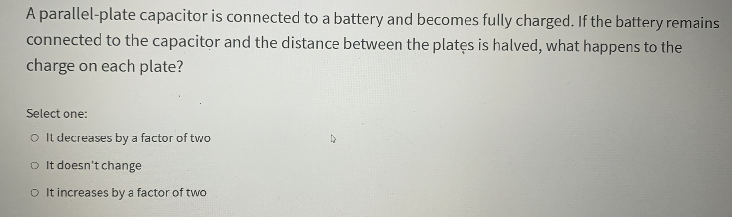Solved A parallel-plate capacitor is connected to a battery | Chegg.com
