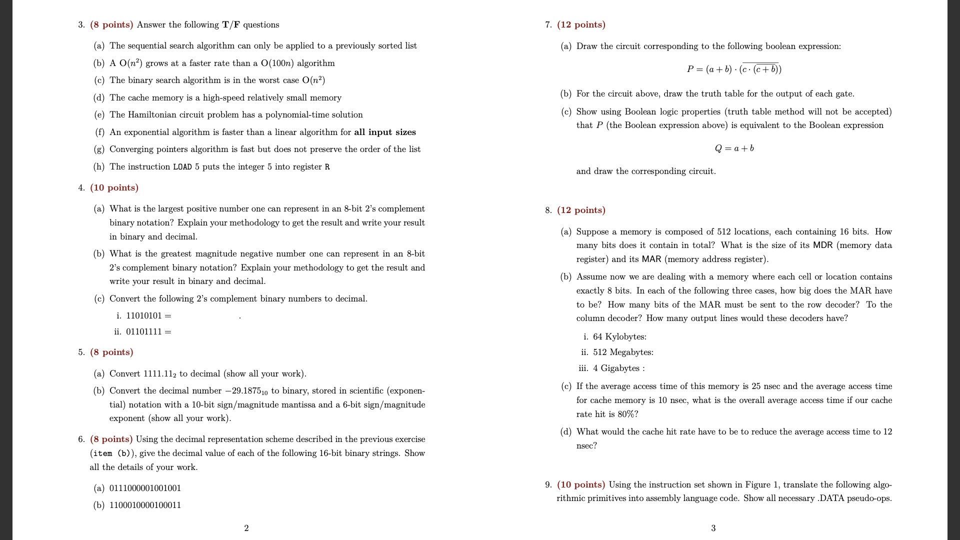 Solved 8 ﻿points ﻿answer The Following Tf ﻿questionsa 