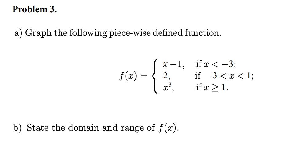 Solved a) Graph the following piece-wise defined function. | Chegg.com