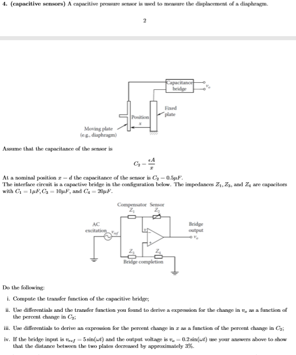 Solved 4. (capacitive sensors) A capacitive pressure sensor | Chegg.com