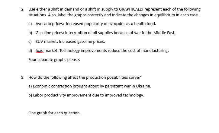 Solved 2. Use either a shift in demand or a shift in supply | Chegg.com