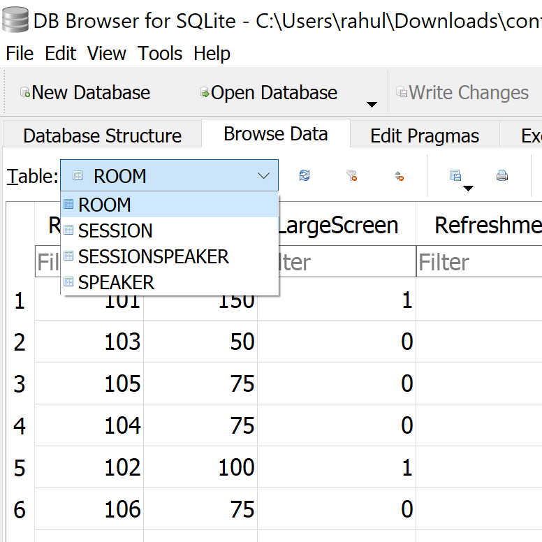 Solved DB Browser for SQLite - C:\Users\rahul\Downloads\con | Chegg.com