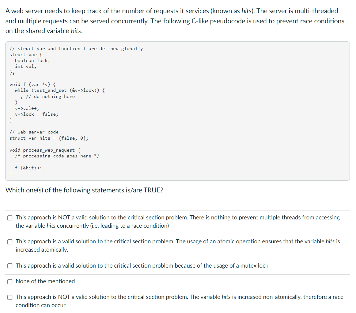 Solved A web server needs to keep track of the number of | Chegg.com