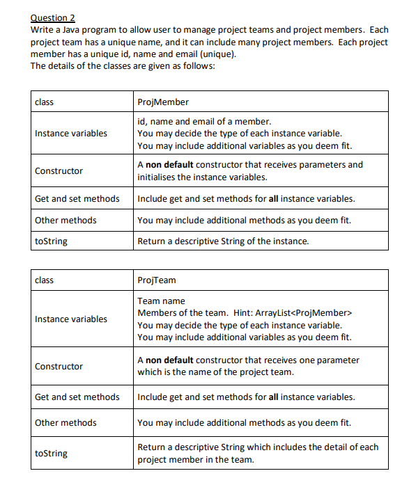 Question 2 Write a Java program to allow user to | Chegg.com