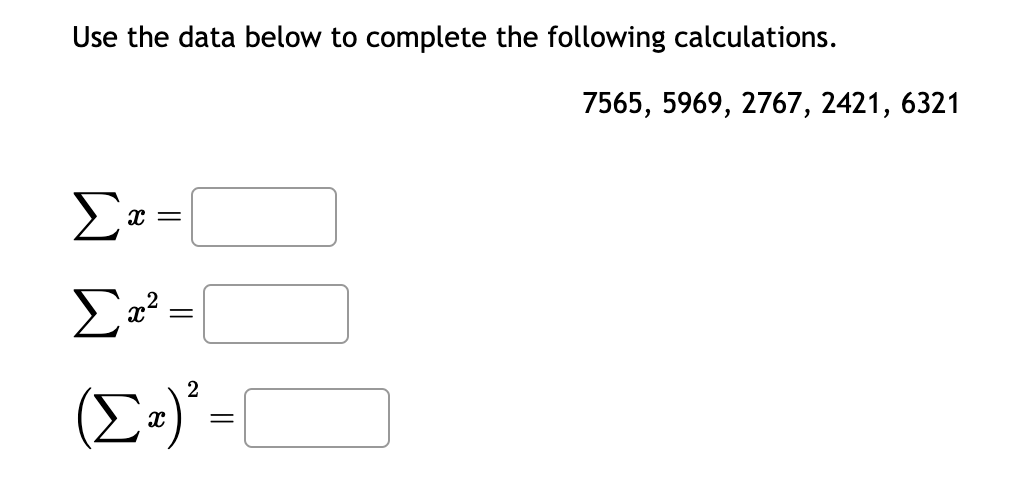 Use the data chart to complete the following | Chegg.com