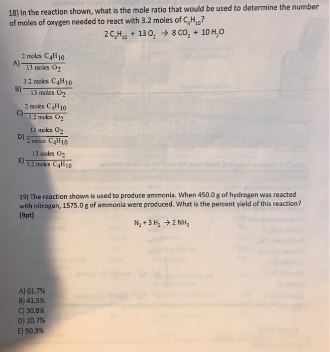 Solved In the reaction shown, what is the mole ratio that | Chegg.com