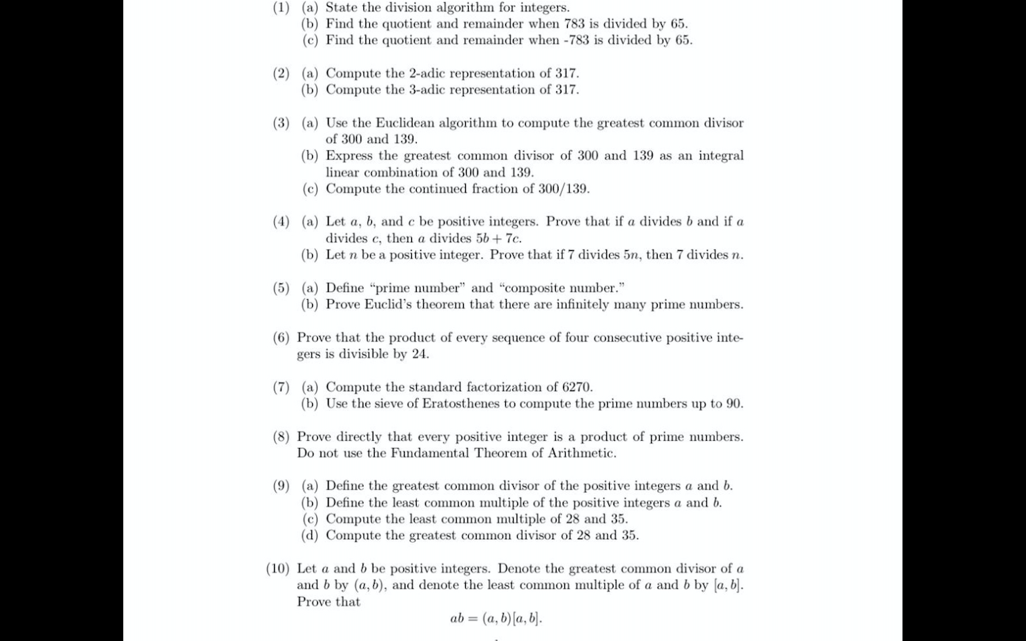 Solved (1) (a) State the division algorithm for integers. | Chegg.com