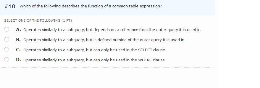 Solved #10 Which of the following describes the function of | Chegg.com