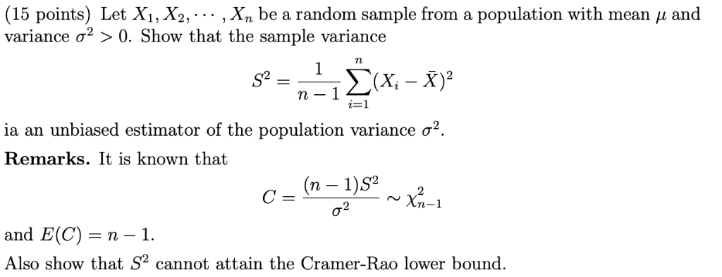 Solved Let X1, X2, · · · , Xn be a random sample from a | Chegg.com Solved Let X1, X2, · · · , Xn be a random sample from a | Chegg.com
