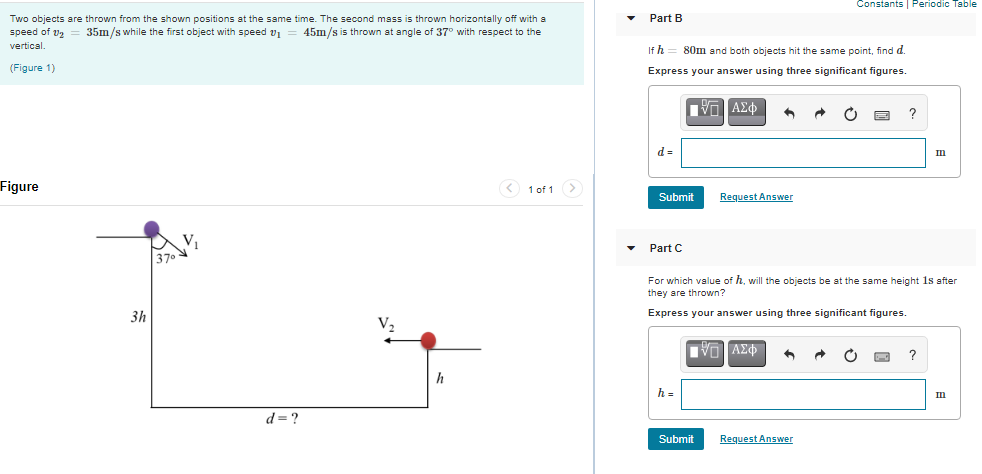 Solved Feroun Two objects are thrown from the shown | Chegg.com