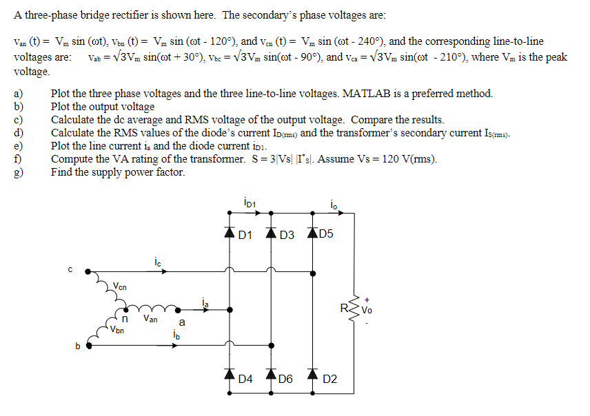 A three-phase bridge rectifier is shown here. The | Chegg.com