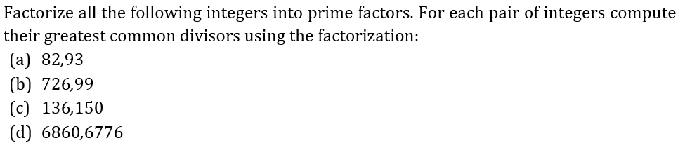 Solved Factorize all the following integers into prime | Chegg.com