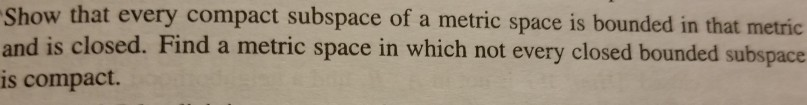Solved Show that every compact subspace of a metric space is | Chegg.com