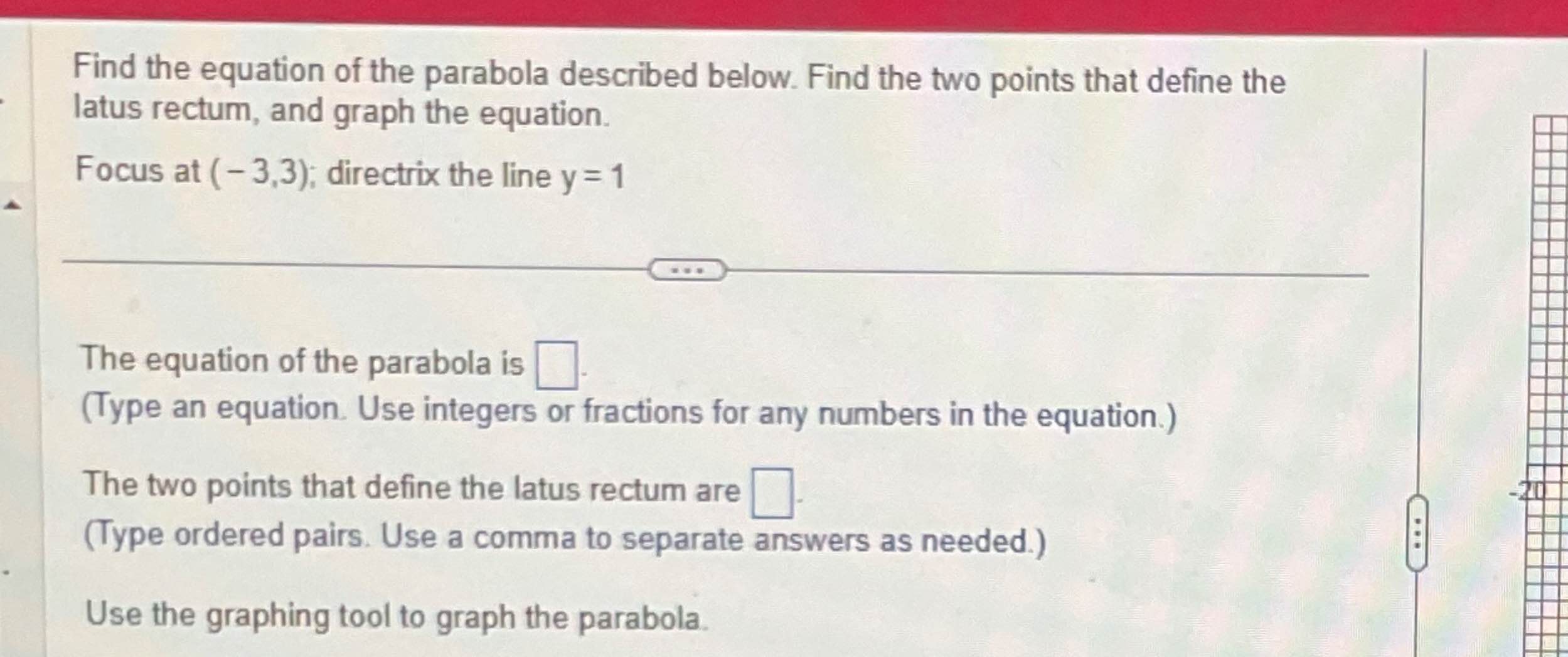 Solved Find the equation of the parabola described below. | Chegg.com