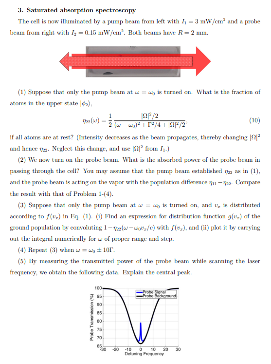 Solved 3. Saturated absorption spectroscopy The cell is now | Chegg.com