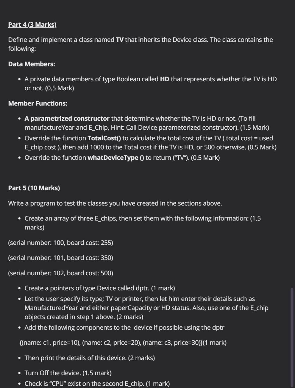 Solved Description Part 1 (12 Marks) Define and implement a | Chegg.com