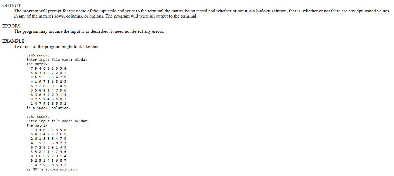 Solved TITLE IDENTIFYING A SUDOKU SOLUTION INTRODUCTION A | Chegg.com