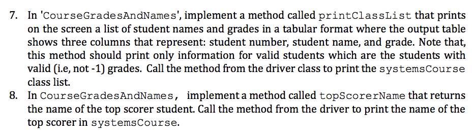 Solved Part 1. class CourseGrades The CourseGrades Java | Chegg.com