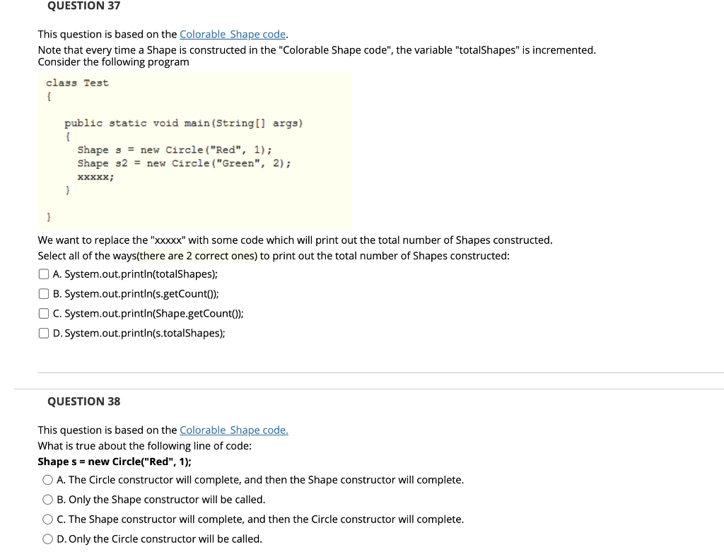 Solved QUESTION 37 This question is based on the Colorable | Chegg.com