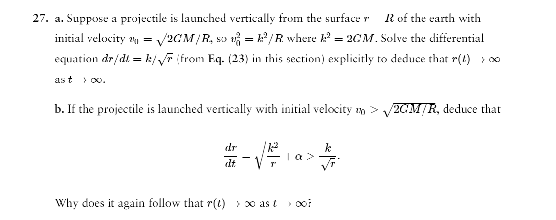 Solved 7. a. Suppose a projectile is launched vertically | Chegg.com