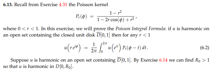 Solved 6.13. Recall from Exercise 4.31 the Poisson kernel | Chegg.com