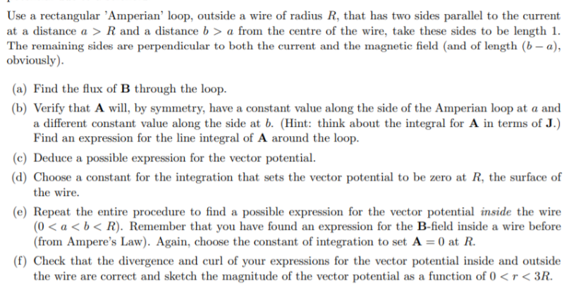 Use a rectangular ’Amperian' loop, outside a wire of | Chegg.com