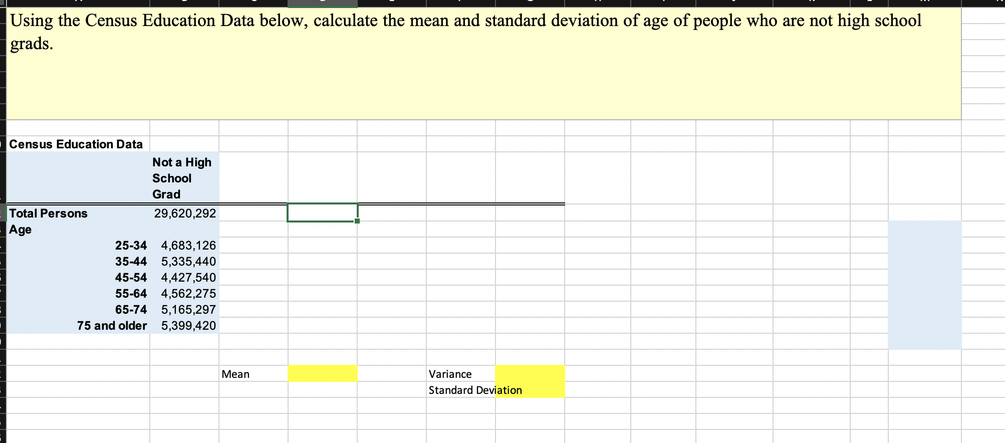 Solved Using the Census Education Data below, calculate the | Chegg.com